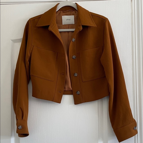 Wilfred | Jackets & Coats | Aritzia Wilfred Tan Utility Little Cropped ...